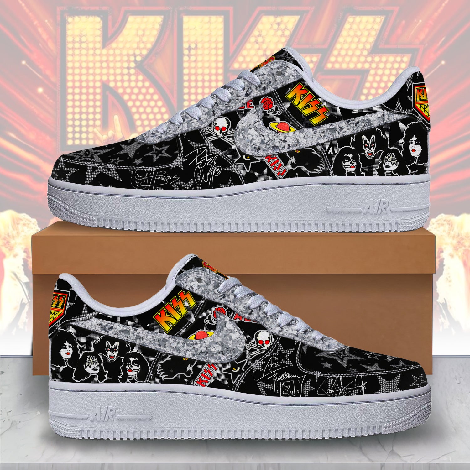 Ideafootwear Kiss Band Air Low-Top Sneakers Shoes For Men And Women 1 ...