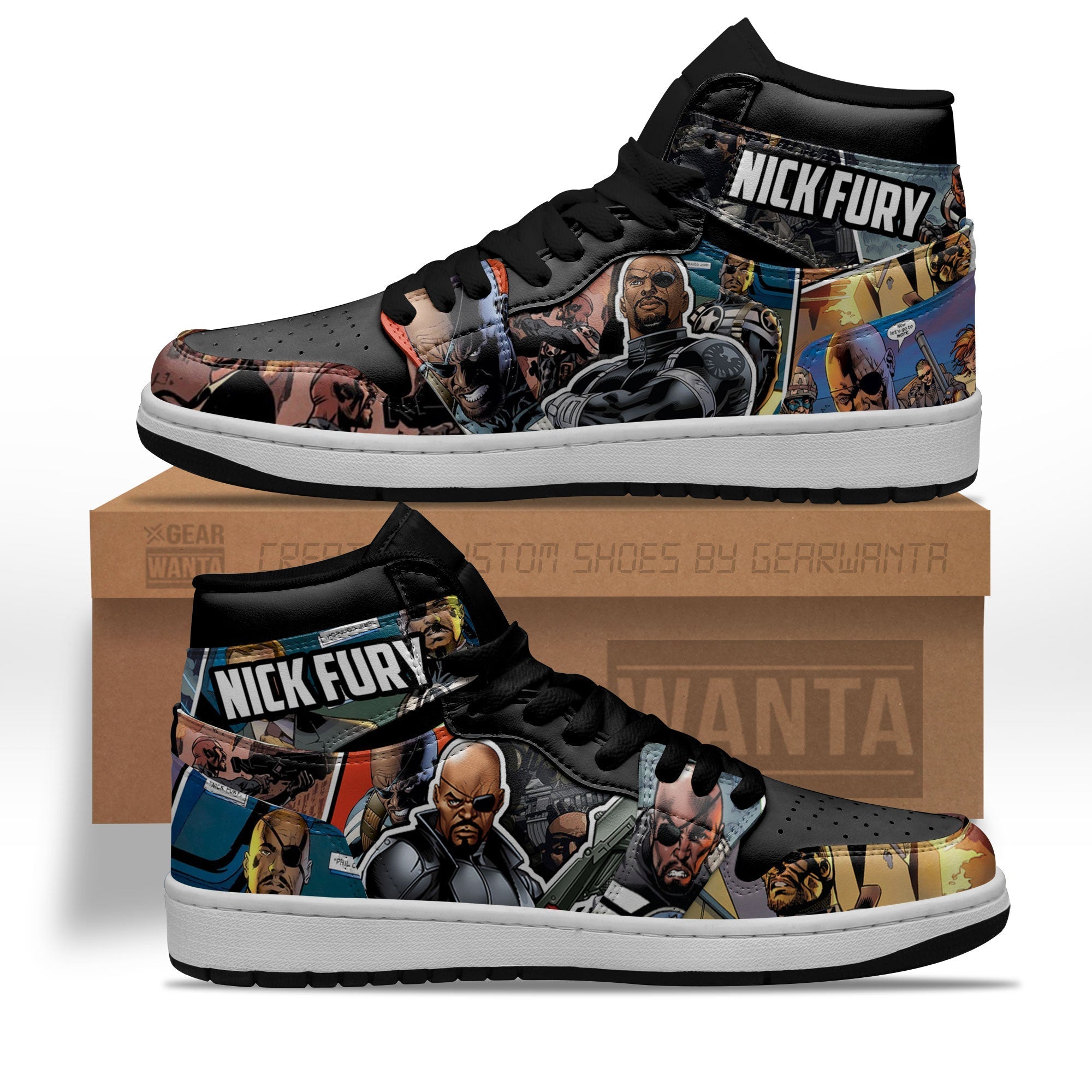 Ideafootwear Avenger Nick Furry AJ1 High Sneakers Shoes For Men And Wo ...