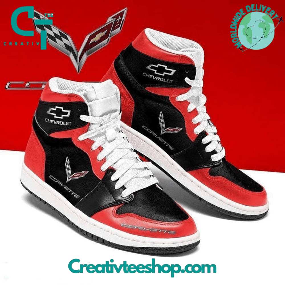 Ideafootwear Chevrolet Corvette AJ1 High Sneakers Shoes For Men And Wo ...