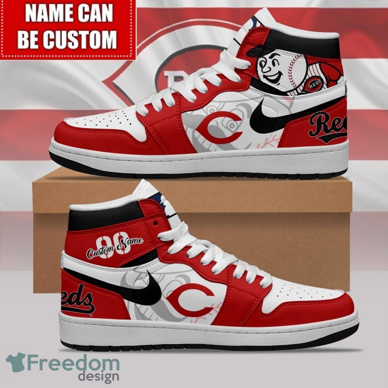 Ideafootwear Cincinnati Reds AJ1 High Sneakers Shoes For Men And Women ...