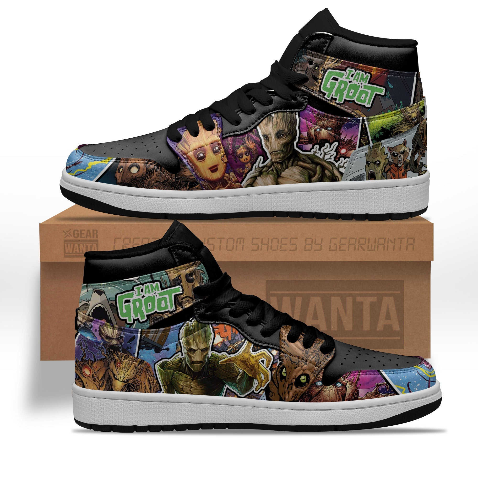 Ideafootwear I Am Groot AJ1 High Sneakers Shoes For Men And Women 1 ...