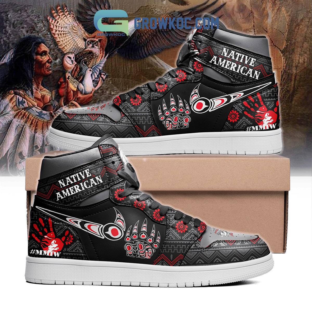 Ideafootwear Indigenous Native American AJ1 High Sneakers Shoes For Me ...