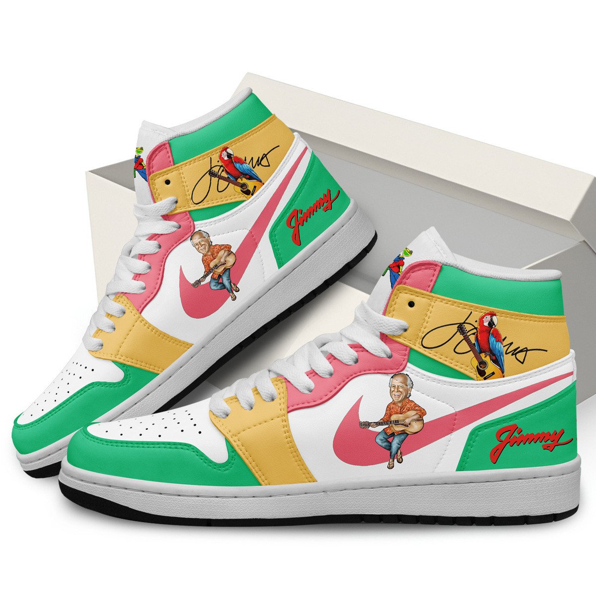 Ideafootwear Jimmy Buffett AJ1 High Sneakers Shoes For Men And Women 2 ...