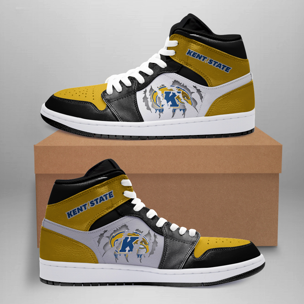 Ideafootwear Kent State Golden AJ1 High Sneakers Shoes For Men And Wom ...