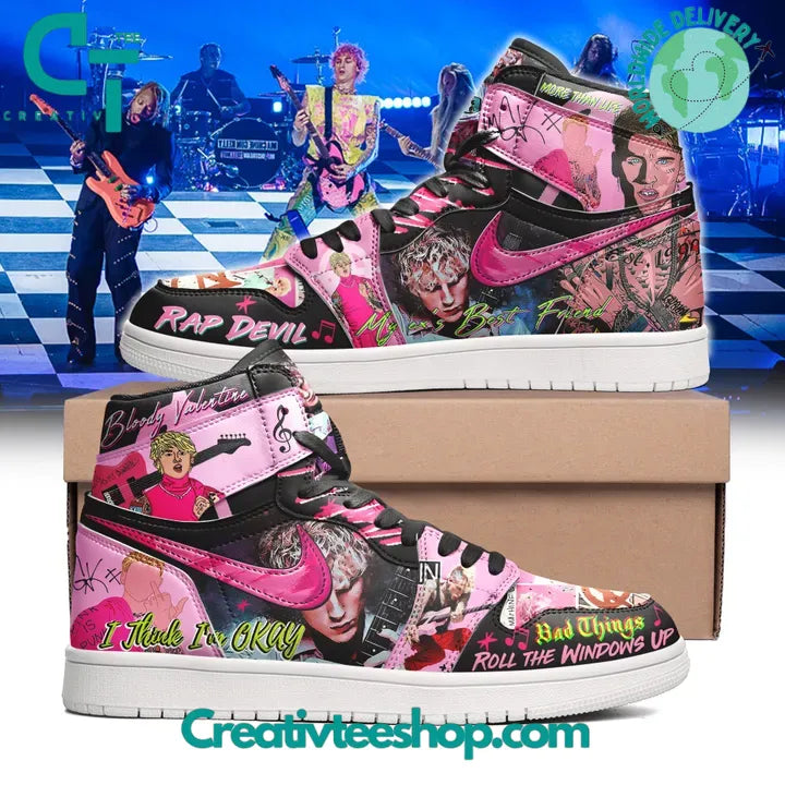Ideafootwear Machine Gun Kelly AJ1 High Sneakers Shoes For Men And Wom ...
