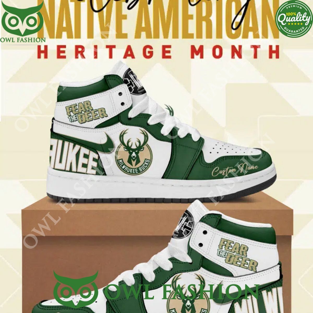 Ideafootwear Milwaukee Bucks AJ1 High Sneakers Shoes For Men And Women ...