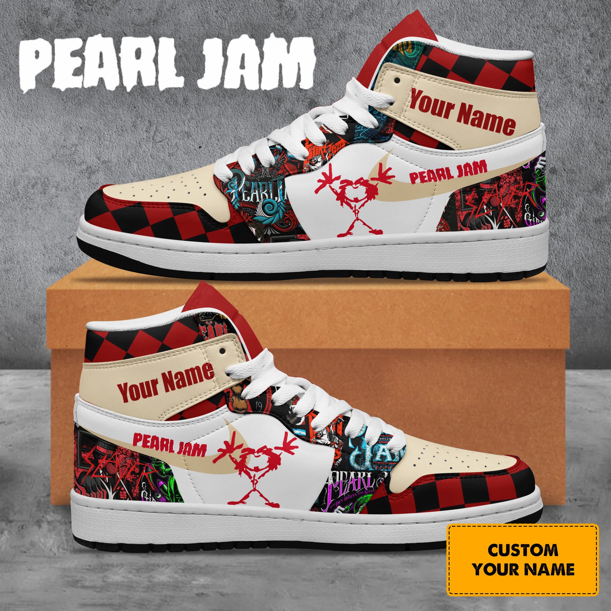 Ideafootwear Pearl Jam AJ1 High Sneakers Shoes For Men And Women 4 ...