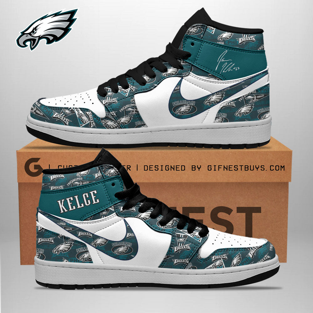 Ideafootwear Philadelphia Eagles AJ1 High Sneakers Shoes For Men And W ...