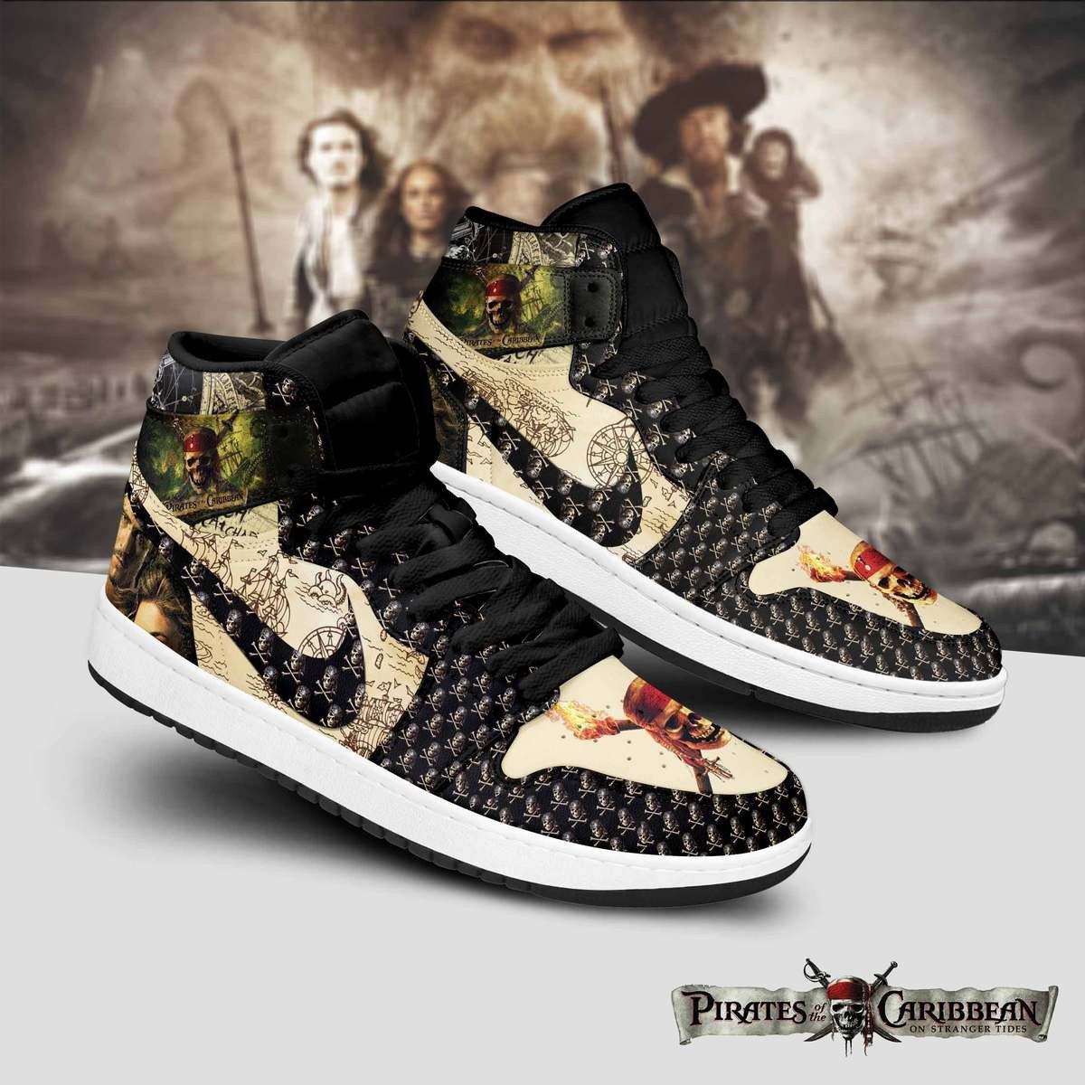 Ideafootwear Pirates of the Caribbean AJ1 High Sneakers Shoes For Men ...