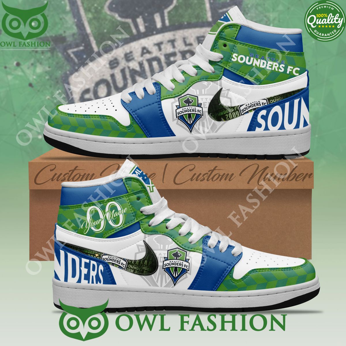 Ideafootwear Seattle Sounders FC AJ1 High Sneakers Shoes For Men And W ...