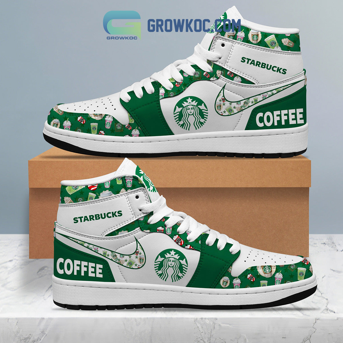 Ideafootwear Starbucks AJ1 High Sneakers Shoes For Men And Women 2 ...