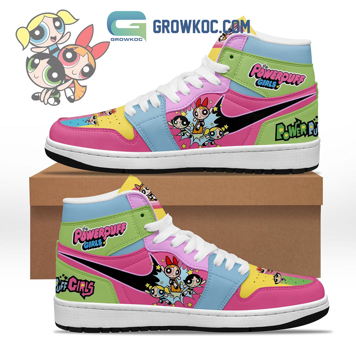 Ideafootwear The Powerpuff Girls AJ1 High Sneakers Shoes For Men And W ...