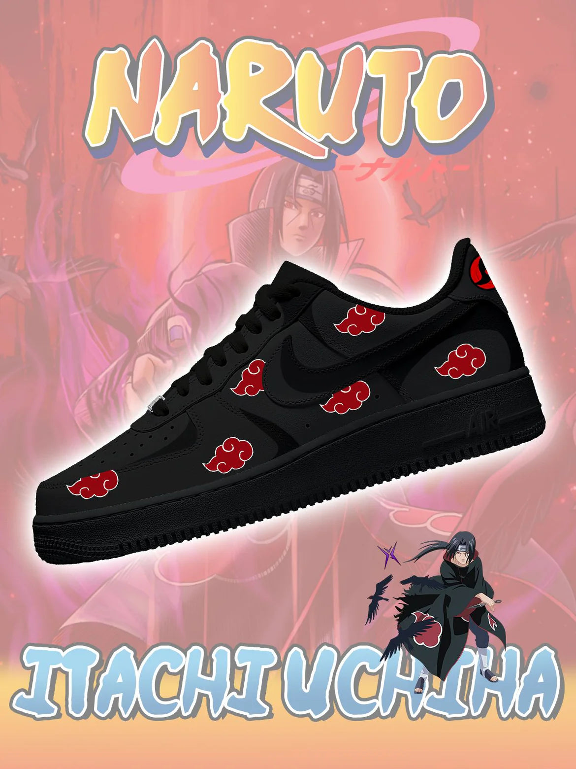 Ideafootwear Akatsuki Itachi Uchiha Air Low-Top Sneakers Shoes For Men ...