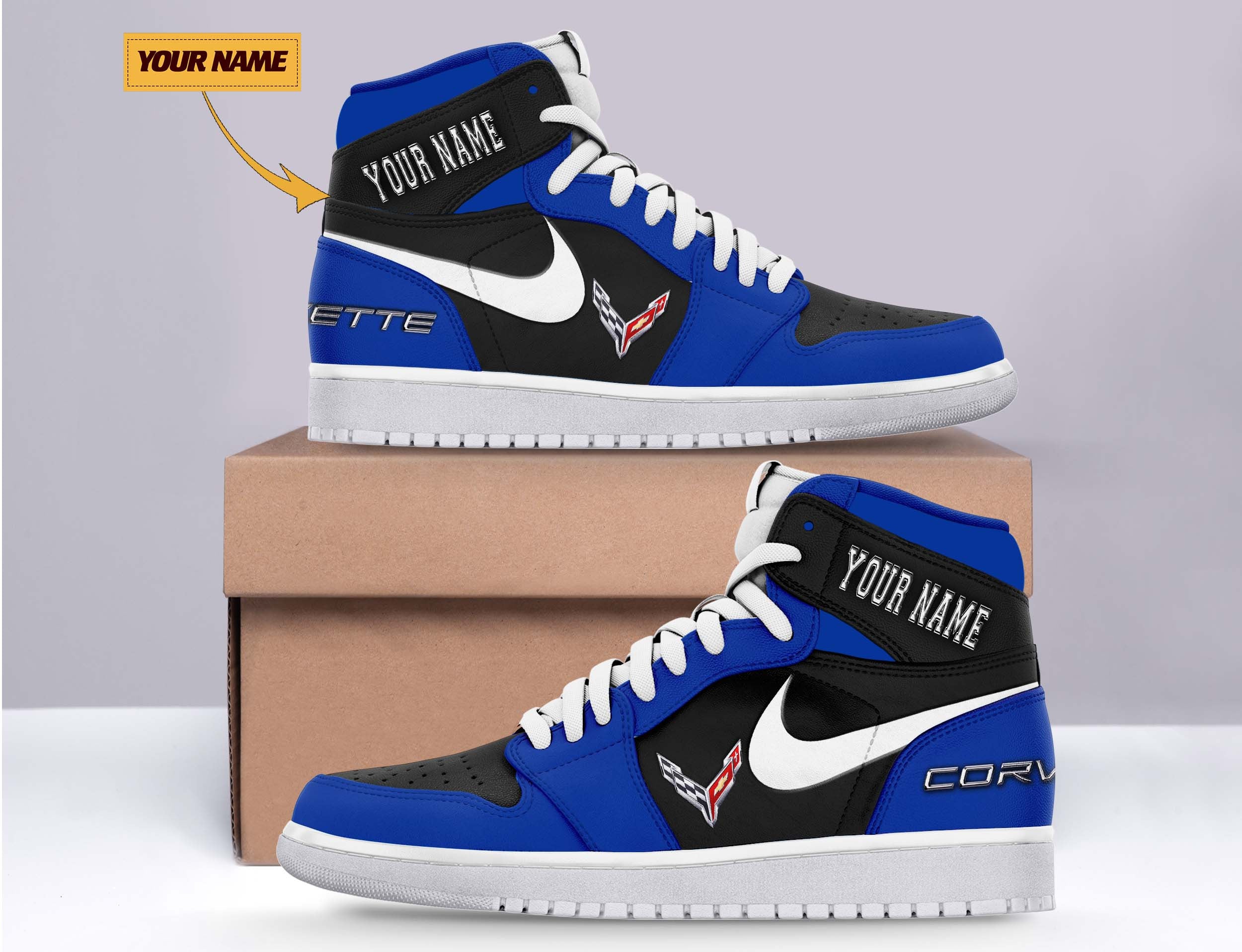 Ideafootwear Chevrolet Corvette AJ1 High Sneakers Shoes For Men And ...