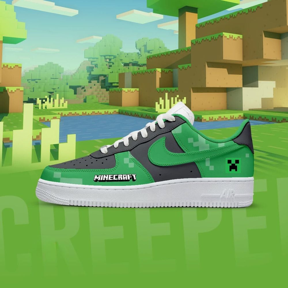 Ideafootwear Creeper Minecraft Air Low-Top Sneakers Shoes For Men And ...
