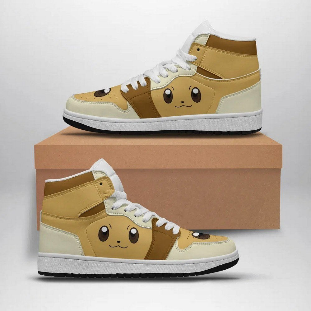 Ideafootwear Eevee Face Pokemon AJ1 High Sneakers Shoes For Men And ...