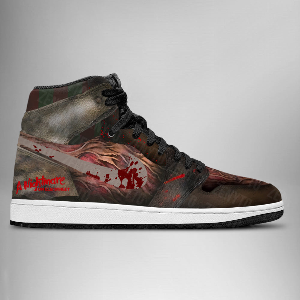 Ideafootwear Freddy vs Jason Halloween AJ1 High Sneakers Shoes For Men ...