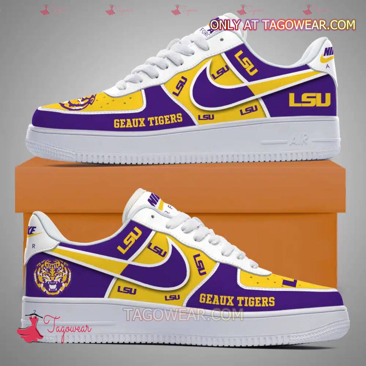 Ideafootwear Lsu Tiger Air Low-Top Sneakers Shoes For Men And Women 1 ...