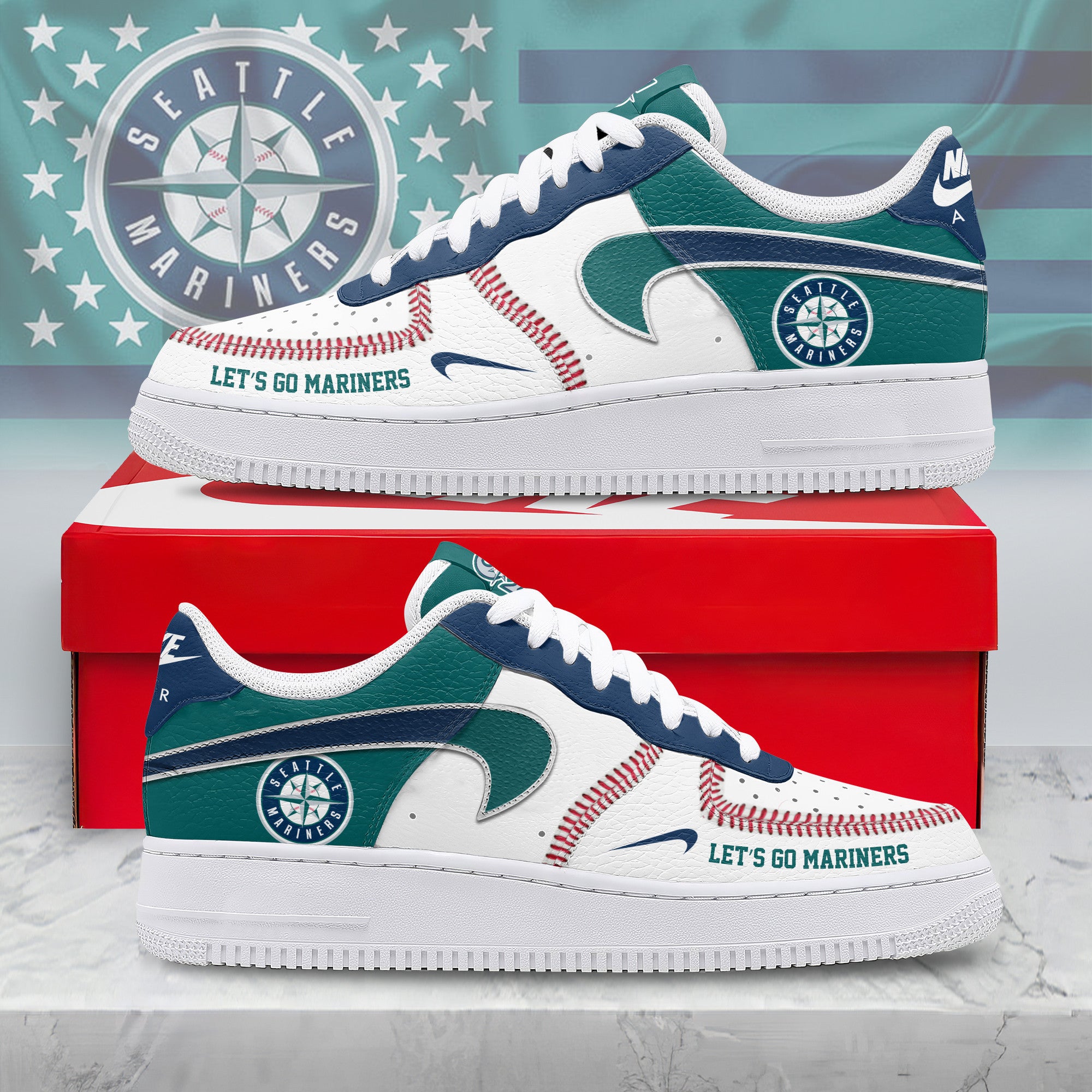 Ideafootwear Seattle Mariners Air Low-Top Sneakers Shoes For Men And ...