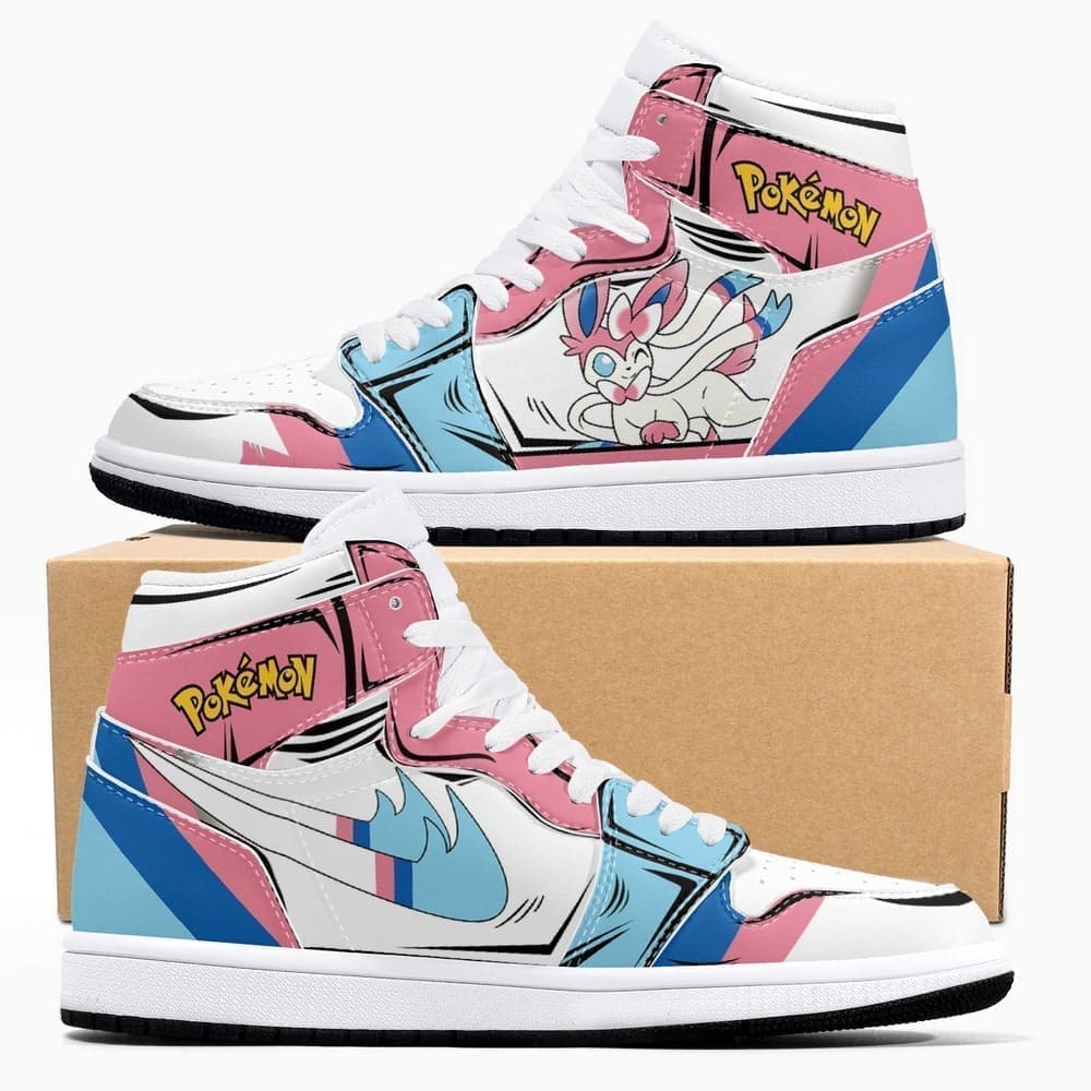 Ideafootwear Sylveon Pokemon AJ1 High Sneakers Shoes For Men And Women ...